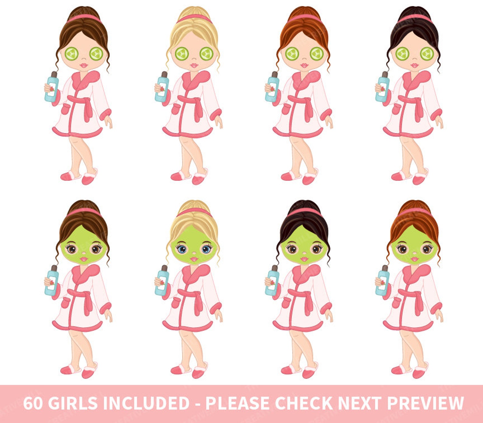 60 Spa Girls Clipart-vector Spa Girl Spa Party Clipart Spa | Etsy