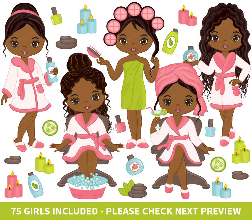 Spa Clipart Beauty Clipart Manicure Clipart African American Spa Girls ...