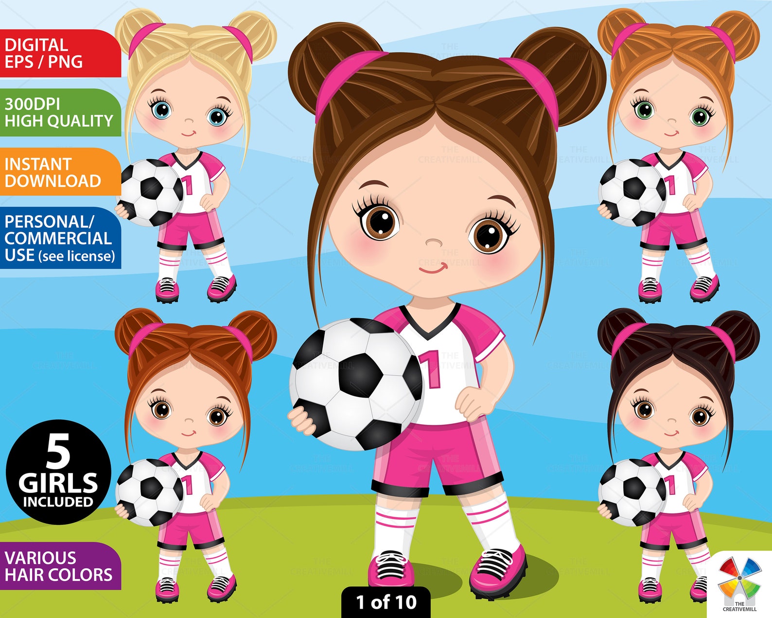 Soccer Girl Clipart Vector Football Clipart, Cute Little Girl, Sport ...