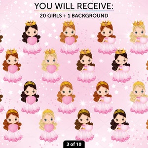 Valentines Clipart, Vector Princess, Queen, Valentines Day Clipart ...