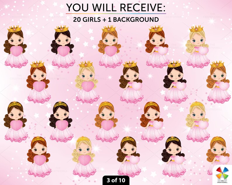 Valentines Clipart Vector Princess Queen Valentines Day - Etsy