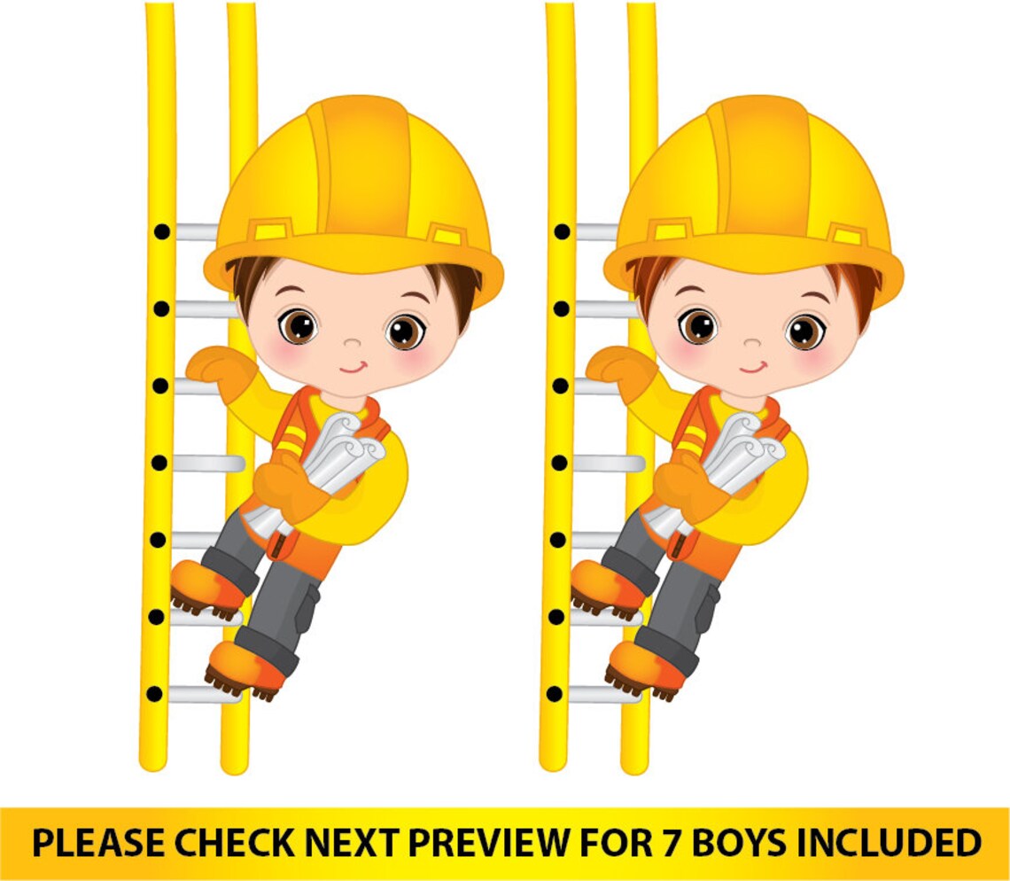 Construction Boys Clipart Vector Construction Clipart Boys - Etsy