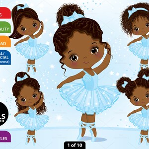 Little Ballerina Clipart, Vector Ballerina, Ballet, Afro Puffs, Bun ...