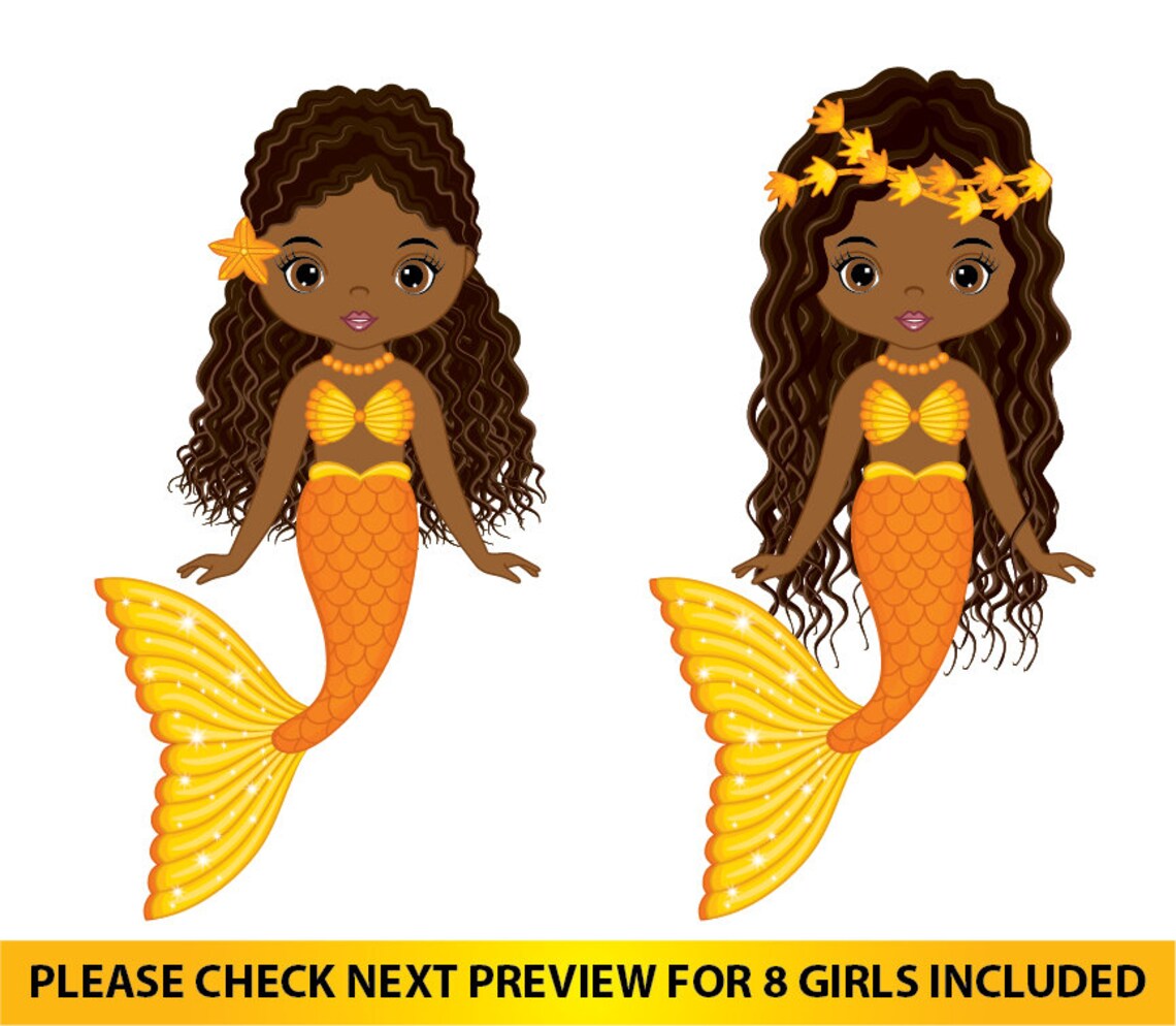 Mermaids Clipart Vector Mermaids Clipart Fish Girls - Etsy