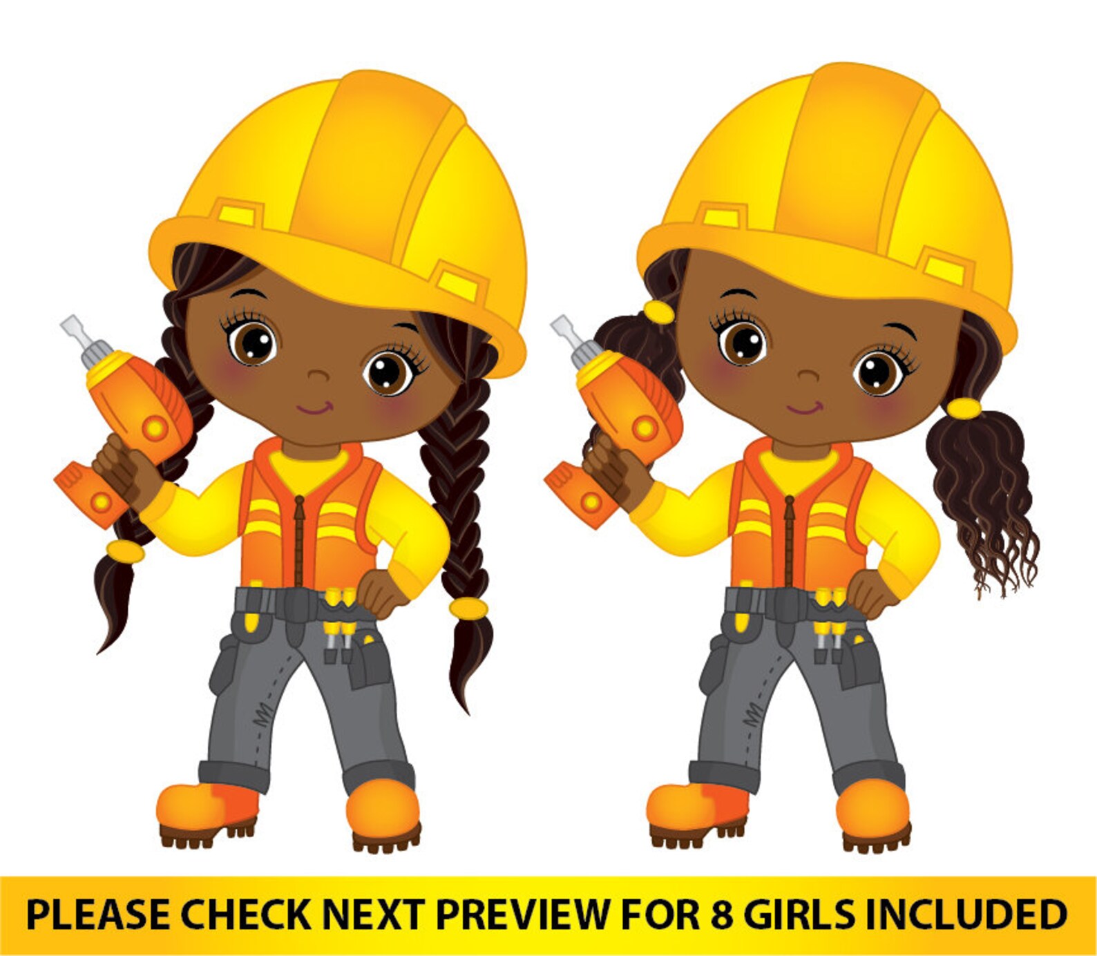 Construction Girls Clipart Vector Construction Clipart Girl - Etsy