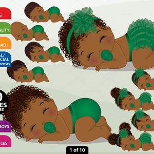 Emerald Green Baby Clipart, Vector Newborn Clipart, Afro Baby Shower ...