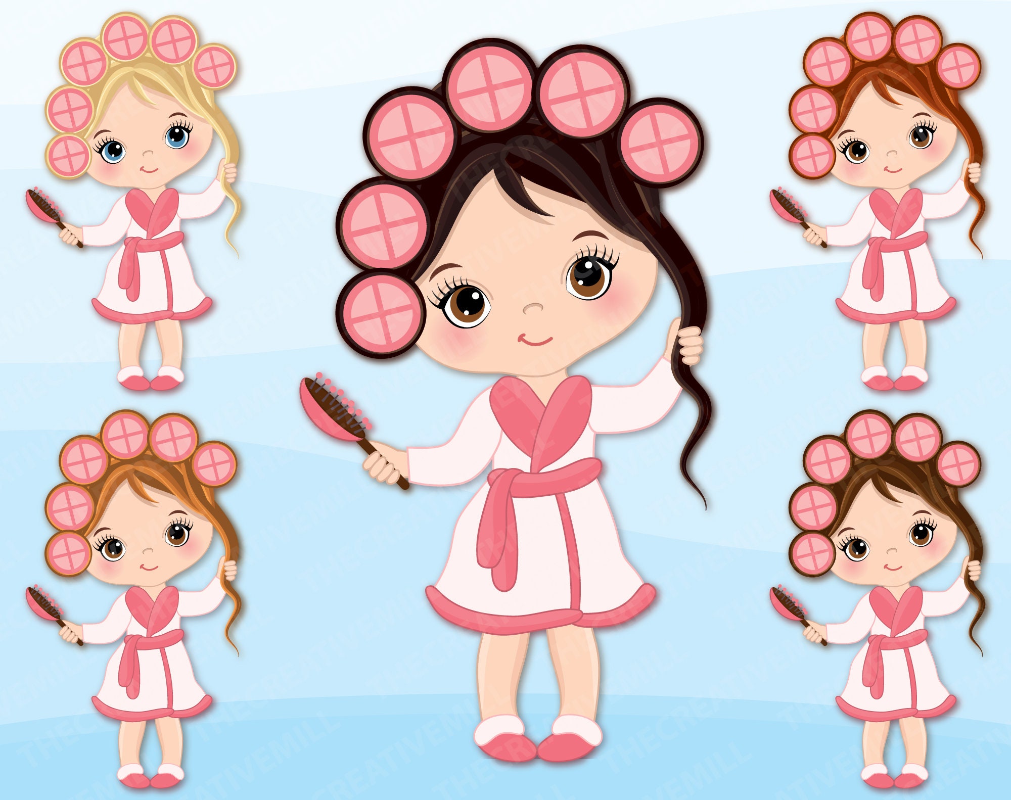 Little Spa Girls Clipart Vector Spa Girl Spa Party Clipart | Etsy