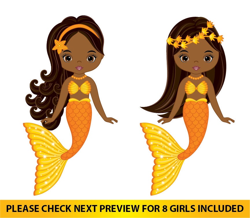 Mermaids Clipart Vector Mermaids Clipart Fish Girls - Etsy