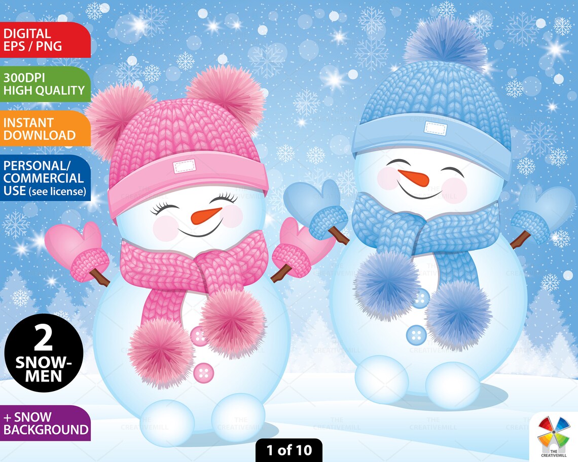 Snowman Clipart Vector Baby Snowman Merry Christmas Xmas - Etsy
