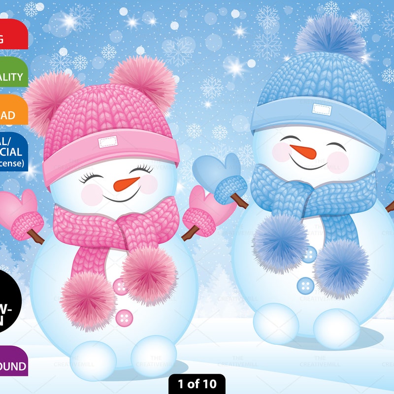 Snowman Clip Art - Etsy