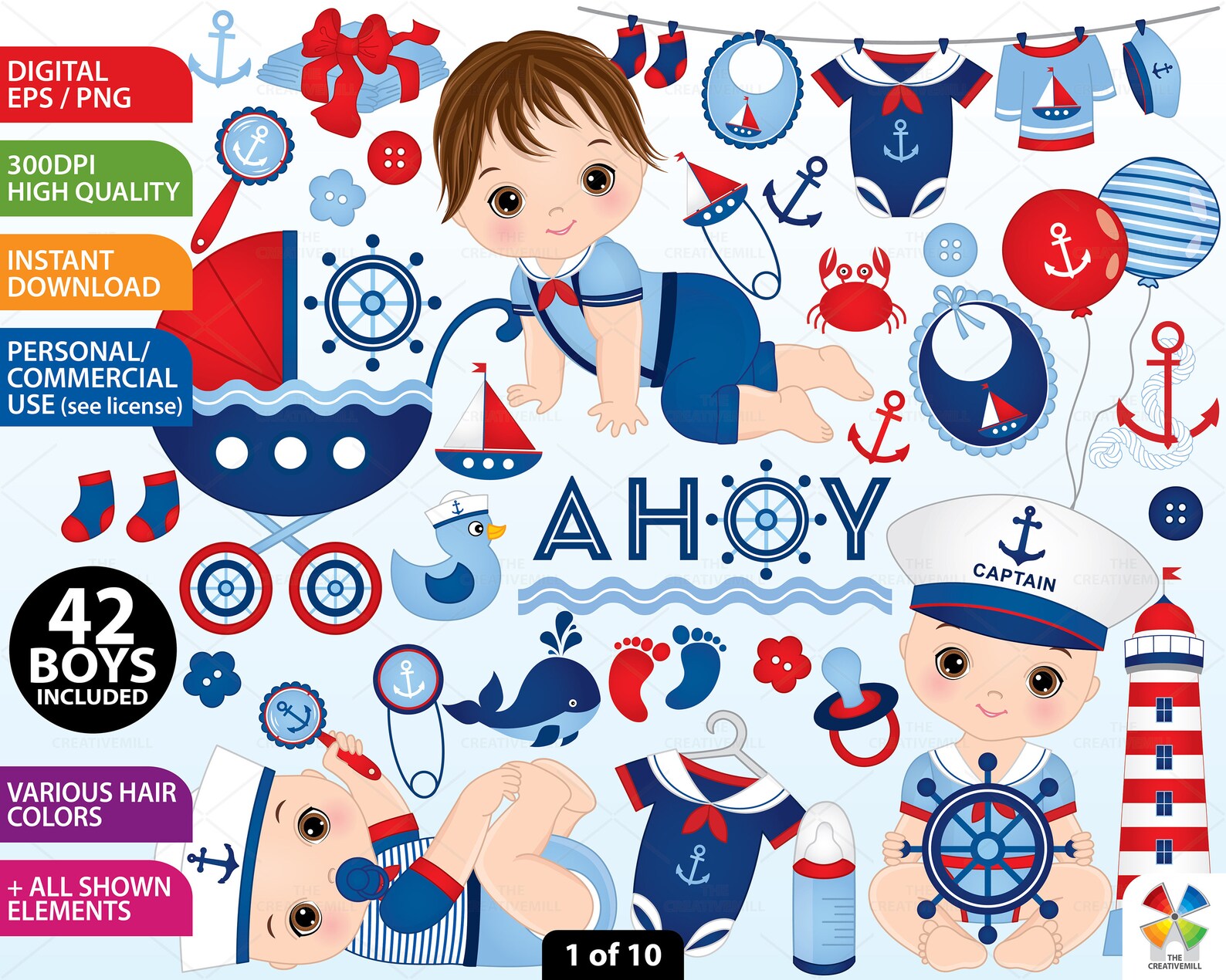 Nautical Baby Boy Clipart Vector Nautical Clipart Baby - Etsy