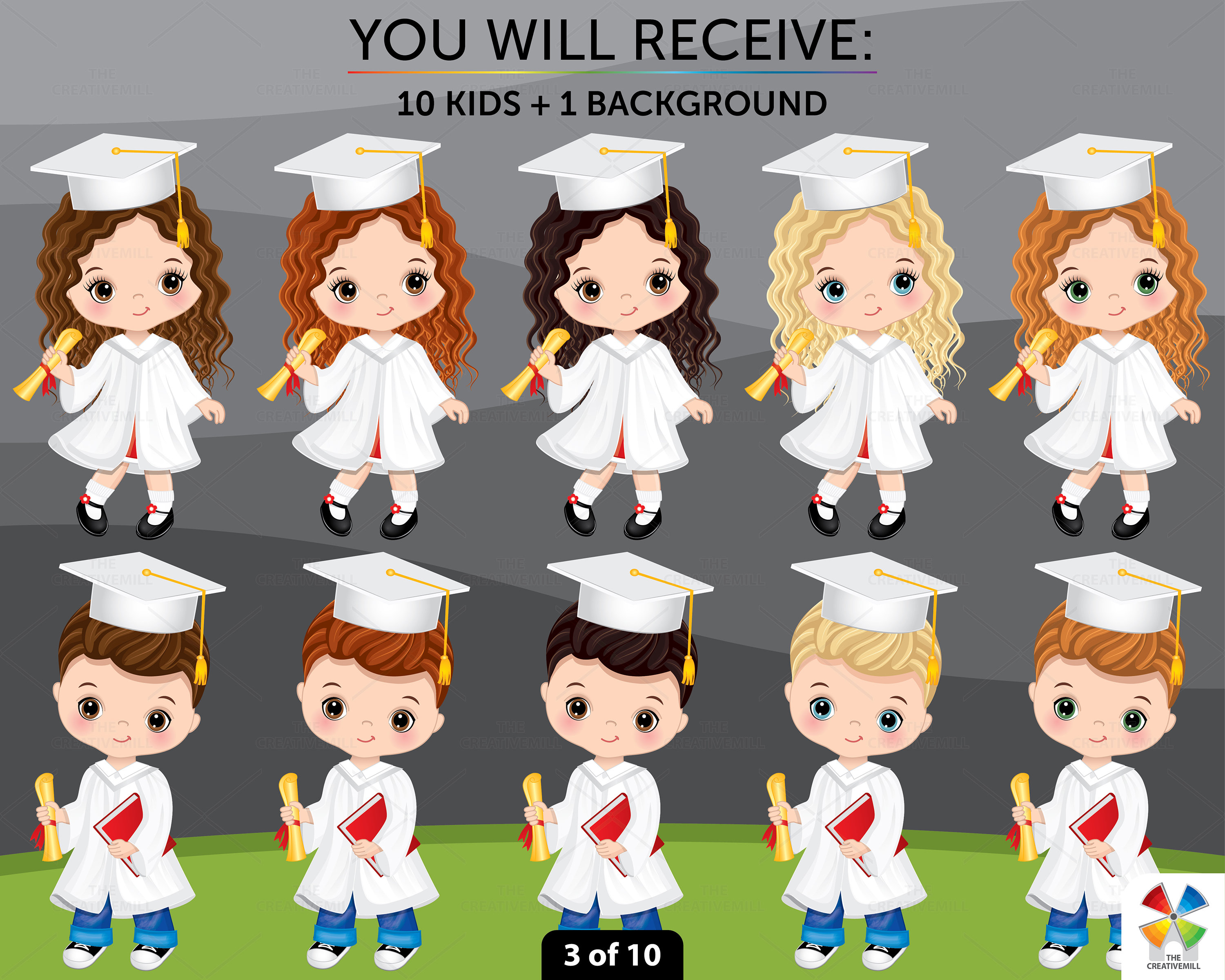 Graduation Kid Clipart Vector Preschool Estudiantes - Etsy México