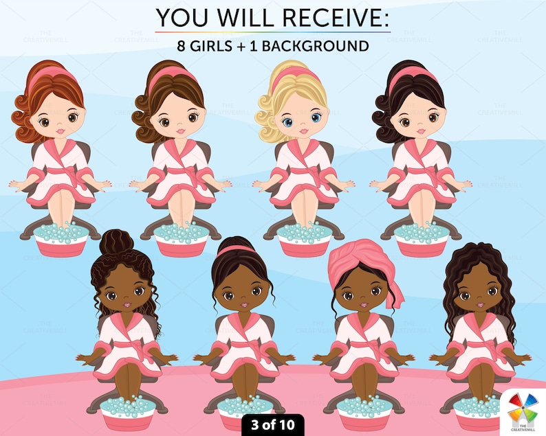 Spa Girls Clipart Vector Spa Girl Spa Party Clipart Spa - Etsy España