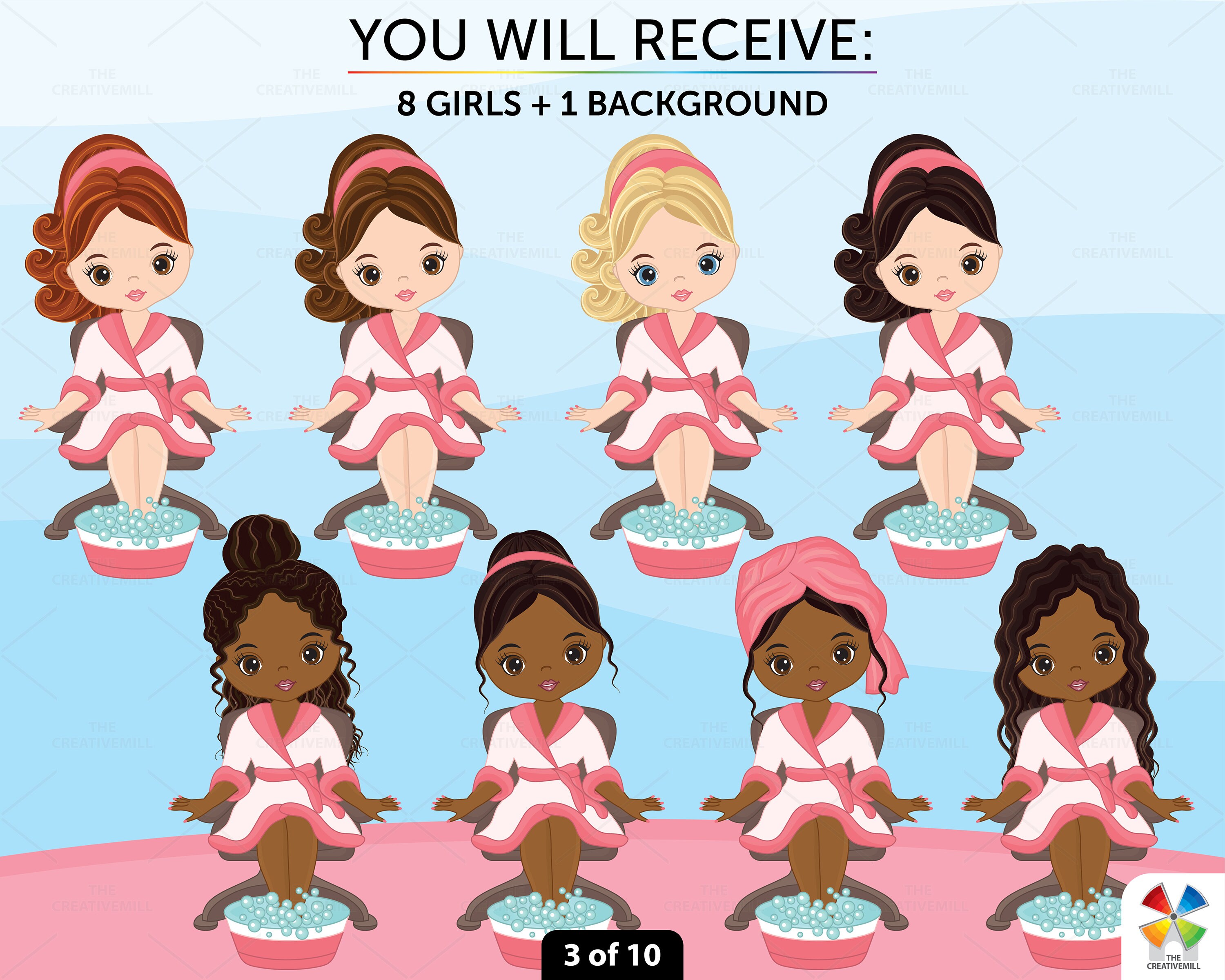 Spa Girls Clipart Vector Spa Girl Spa Party Clipart Spa - Etsy Canada