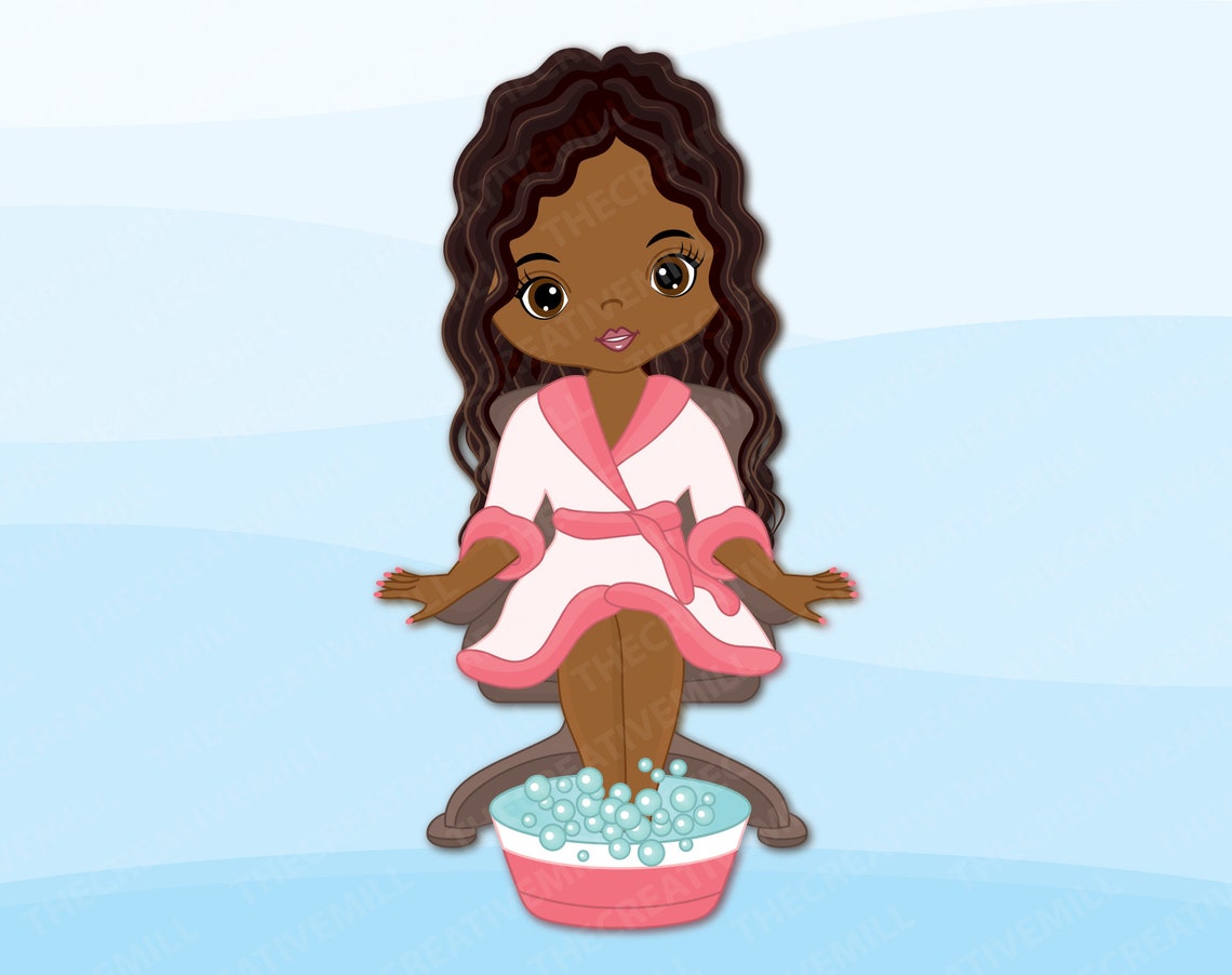 African American Spa Girls Clipart Vector Spa Girl Spa | Etsy