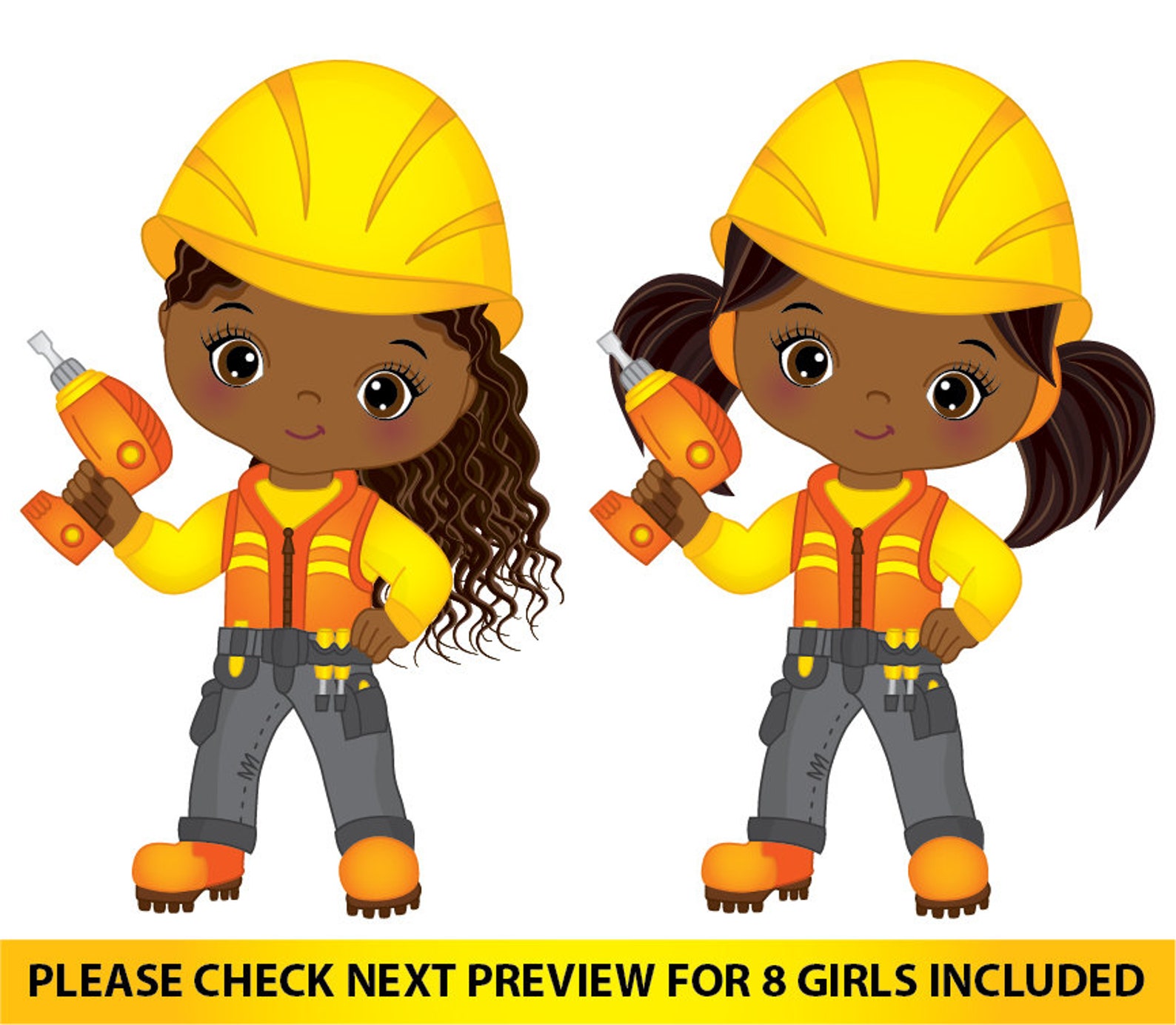 Construction Girls Clipart Vector Construction Clipart Girl - Etsy México
