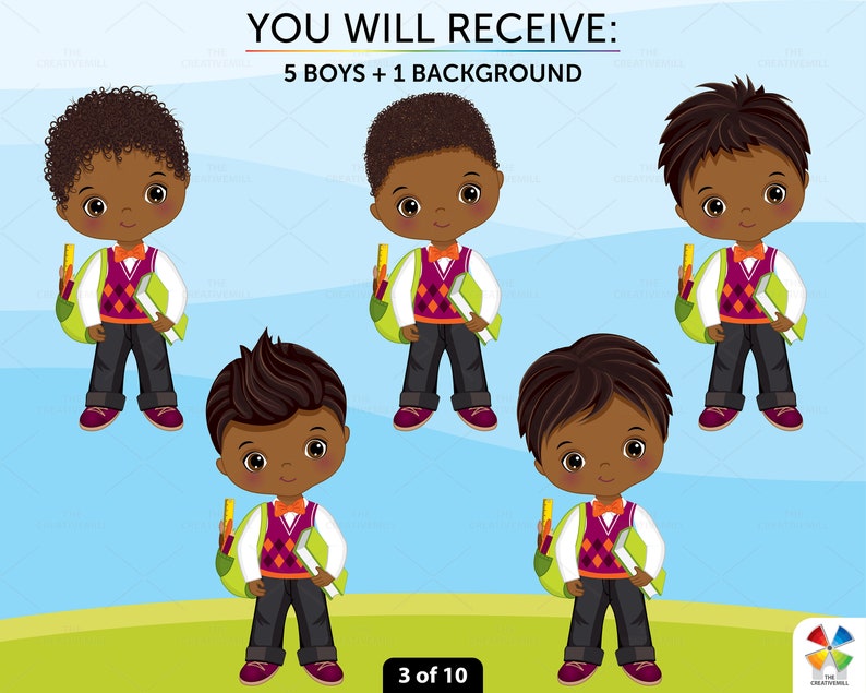 School Black Boy Clipart Vector School African American - Etsy Canada