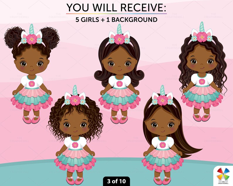 Unicorn Girl Clipart Vector Unicorn Clipart Cute Girl - Etsy