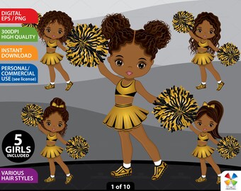Afro Cheerleader Clipart - Etsy