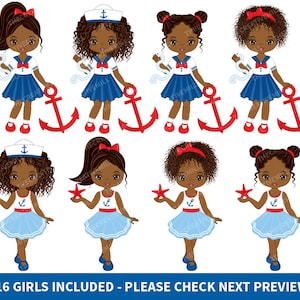 African American Nautical Girls Clipart - Vector Nautical Kids Clipart ...