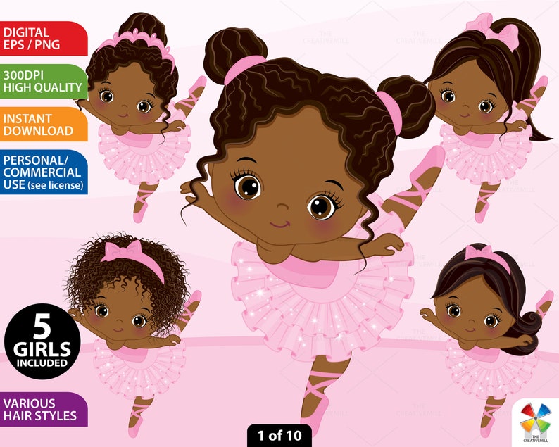 African American Ballerina Clipart Vector Ballerina Clipart - Etsy