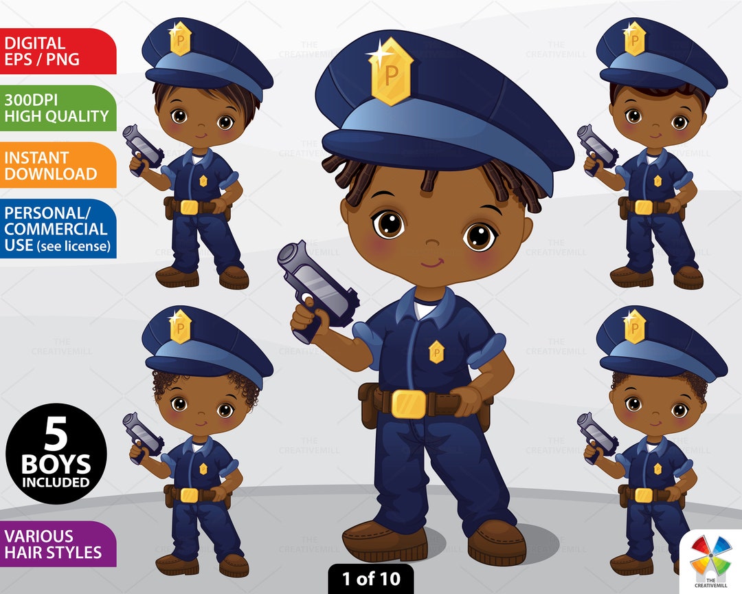 Police Officer Clipart, Vector Police Boy, Character, Policeman, Child ...