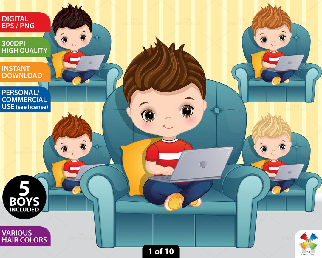 Homeschooling Clipart, Vector Distance Learning, Boy Study PNG, Boy ...