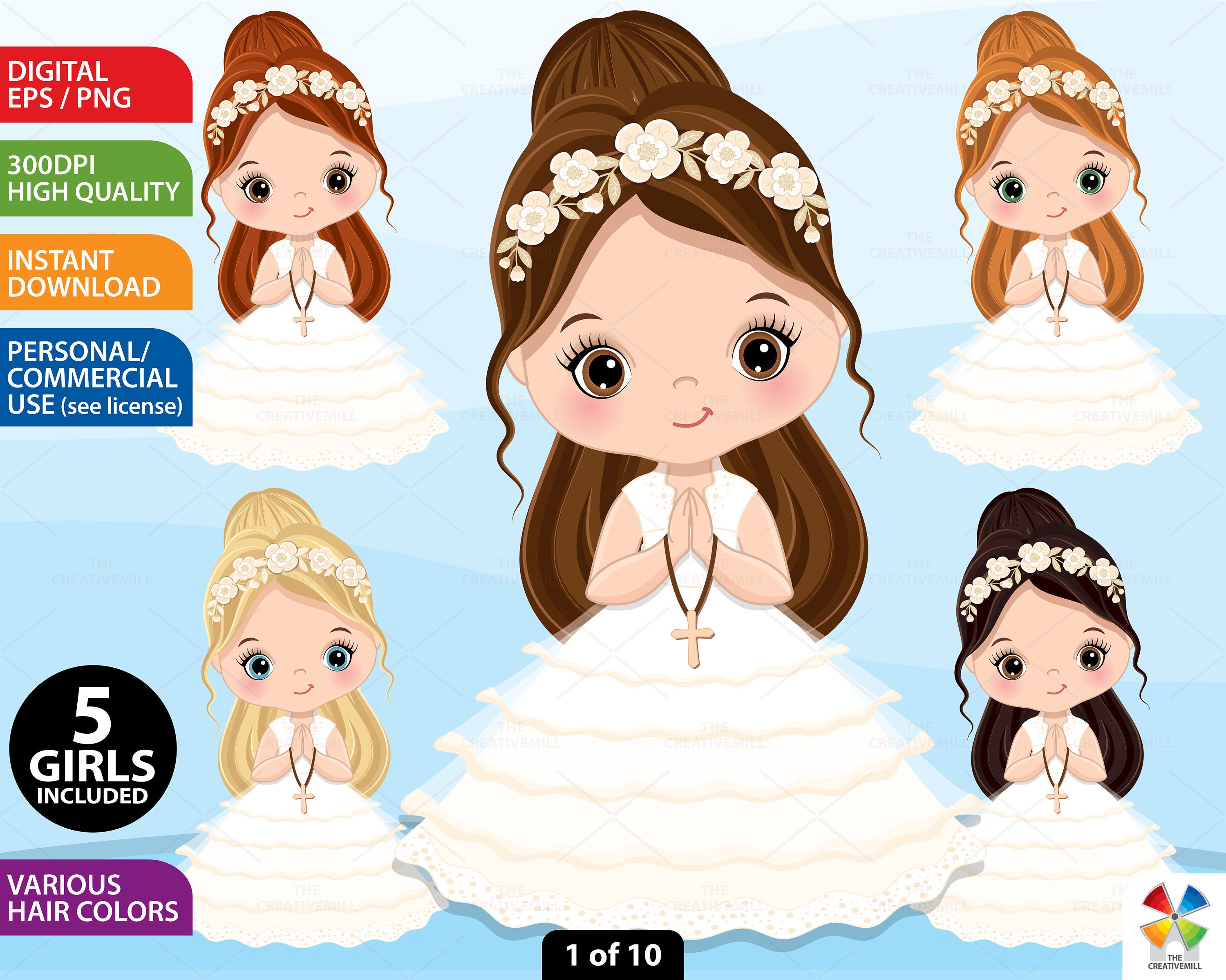 First Communion Clipart Vector Communion Clipart Cute Girl | Etsy Ireland
