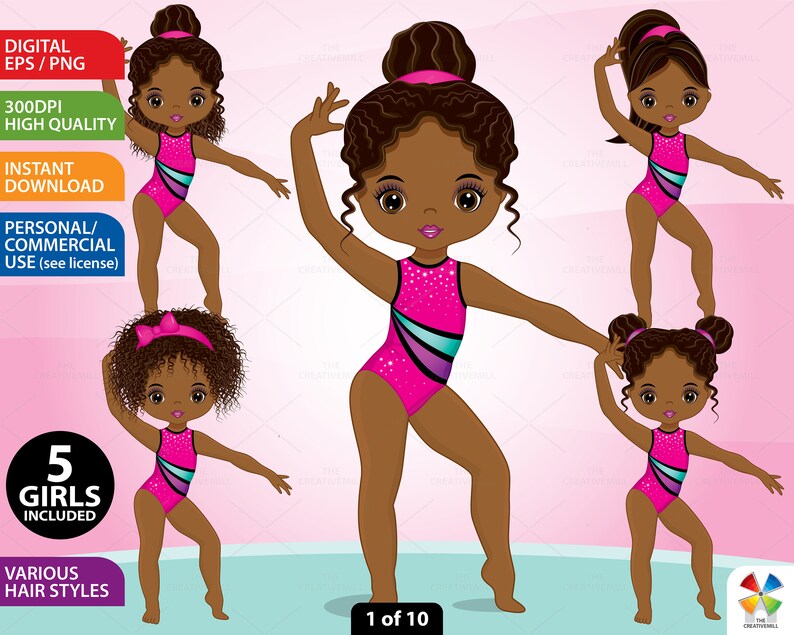 Gymnastics Clipart Vector Gymnast Cute Girl Sport Kid - Etsy