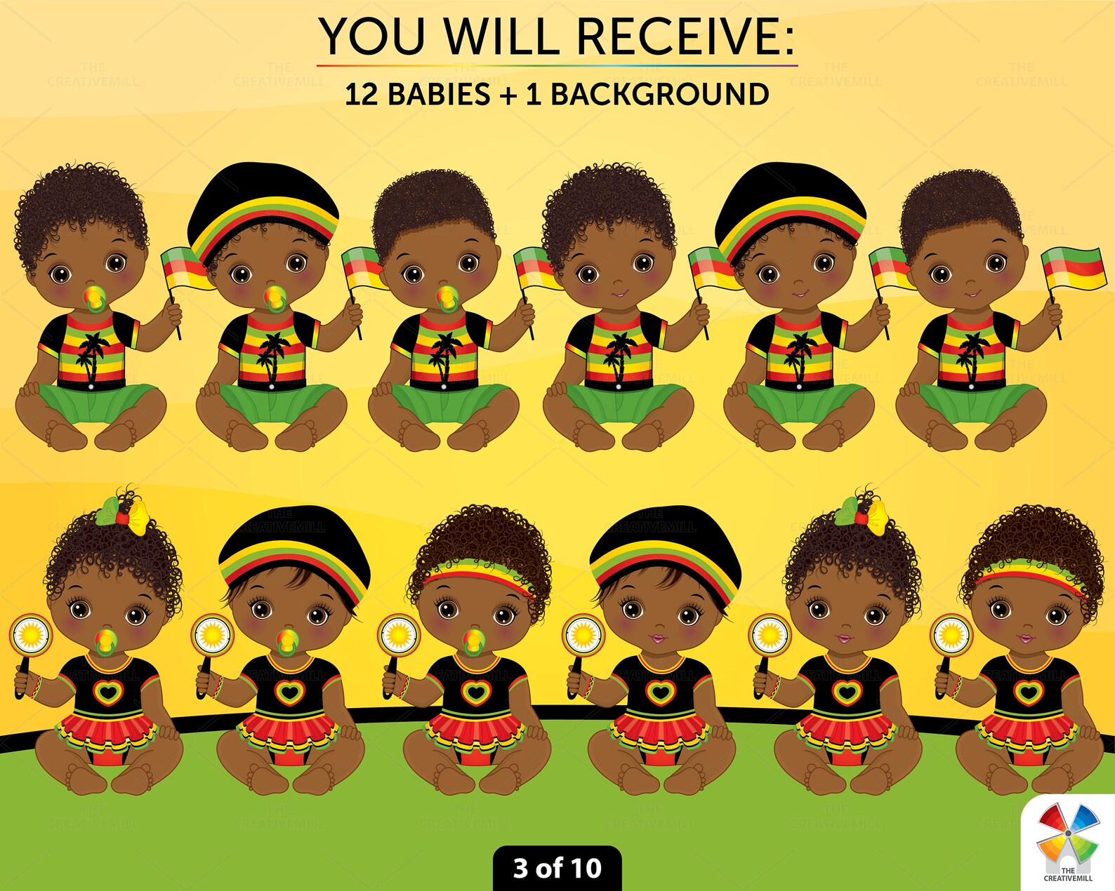 Reggae Baby Clipart Vector Cute Black Baby Clipart Rasta - Etsy
