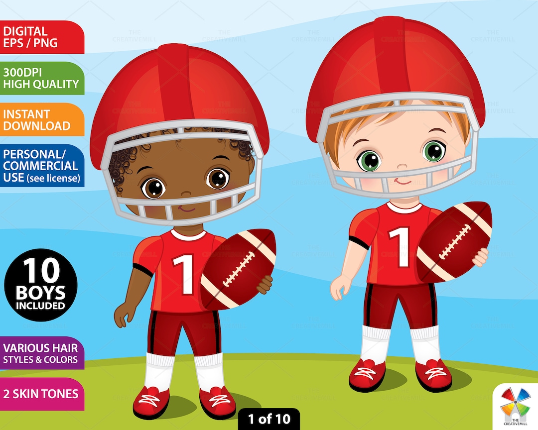 American Football Clipart, Vector Football, Black Boy PNG, Red White ...
