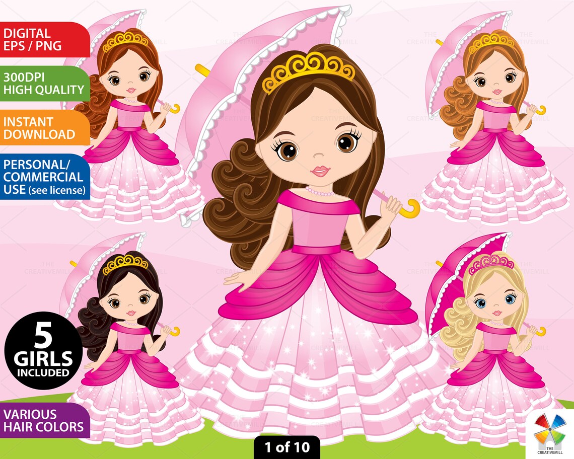 Princess Clipart Vector Princess Clipart Fairy Tale - Etsy