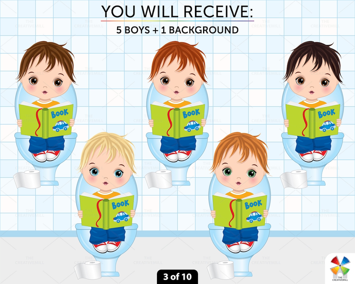 Boy Potty Training Clipart Vector Education Character - Etsy
