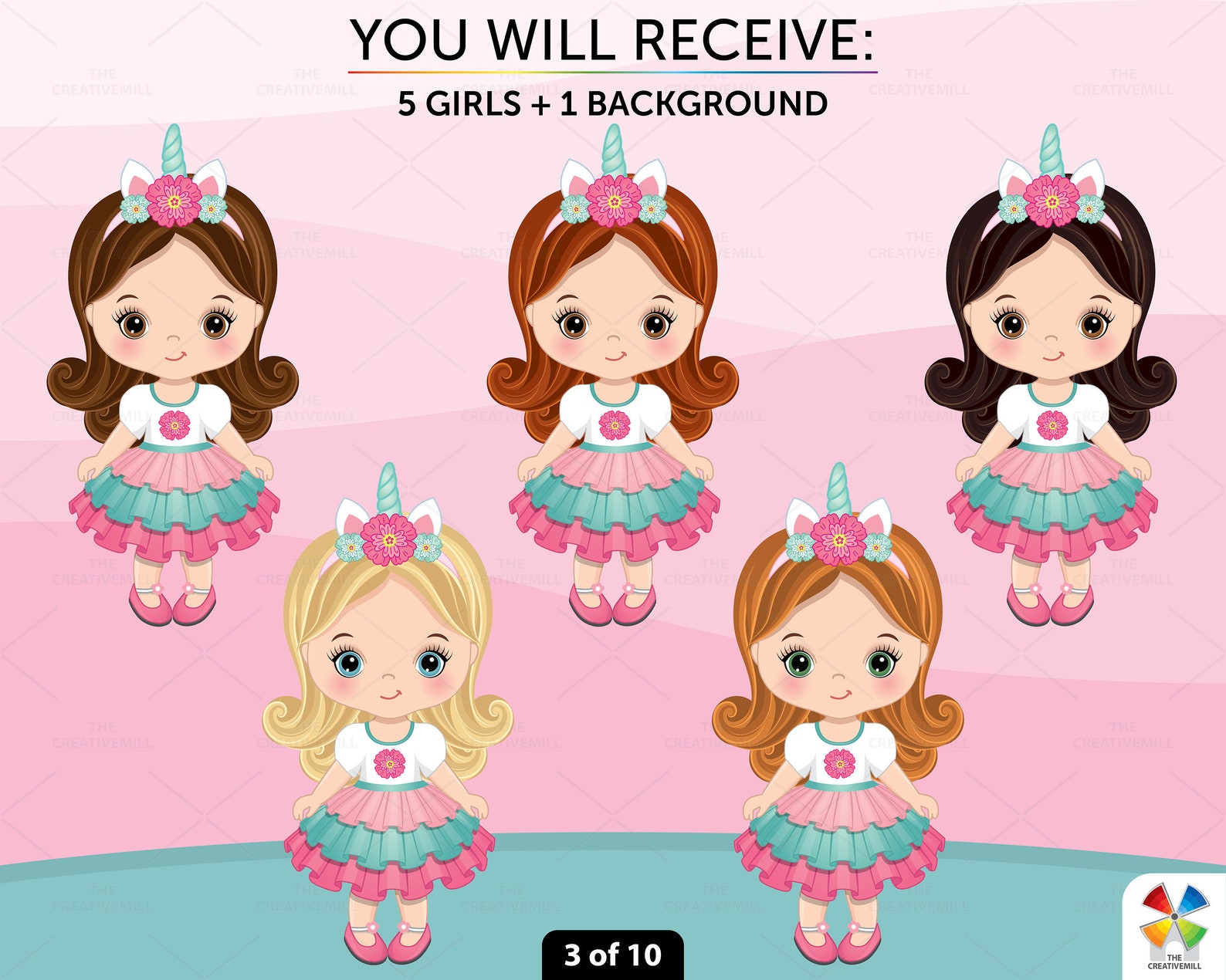 Unicorn Girl Clipart Vector Unicorn Cute Little Girl Magic - Etsy