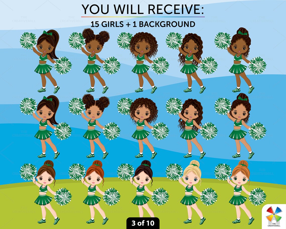 Cheerleader Clipart Vector Cheer Girls PNG Sport Girl Cute - Etsy