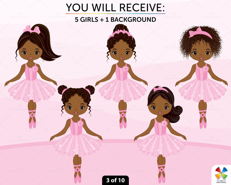 African American Ballerina Clipart Vector Ballerina Clipart - Etsy