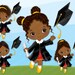 Graduation African American Girls Clipart Digital Vector | Etsy