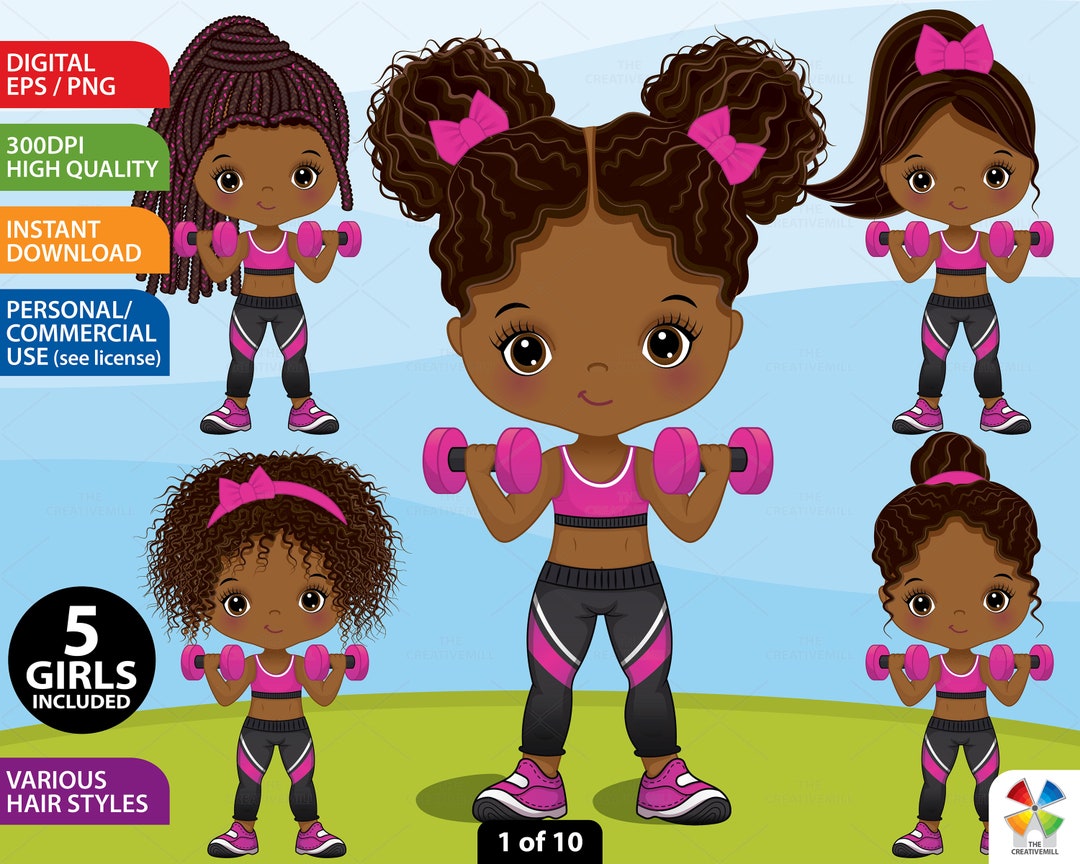 Fitness Girl Clipart, Vector Sport Girl, Little Girl PNG, Sublimation ...
