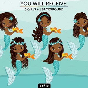 African American Mermaid Clipart - Vector Mermaid Clipart, Fish Girl ...