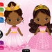 Little Princess Clipart, Vector Princess, Queen, Pink Dress, Afro Girl ...