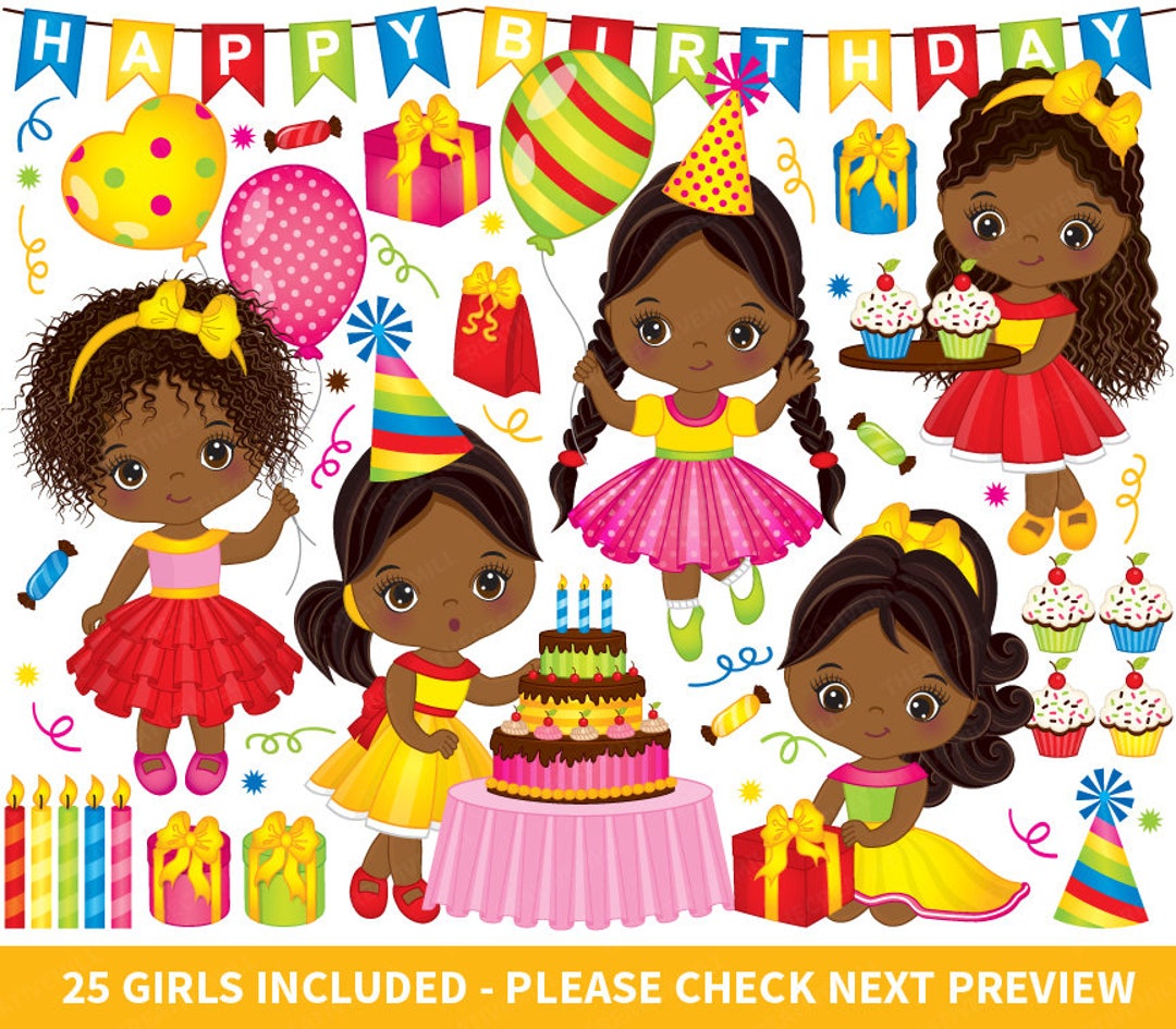 Birthday Party Clipart - Vector Birthday Clipart, Birthday Girls ...