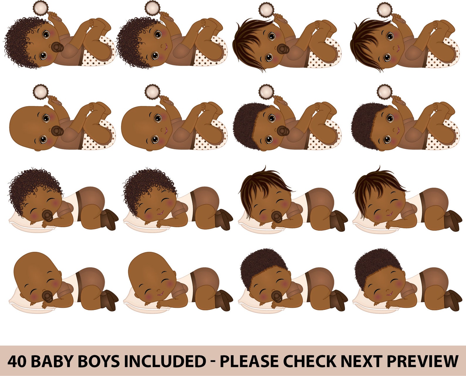 Brown Baby Boy Clipart Vector Baby Shower Newborn African - Etsy