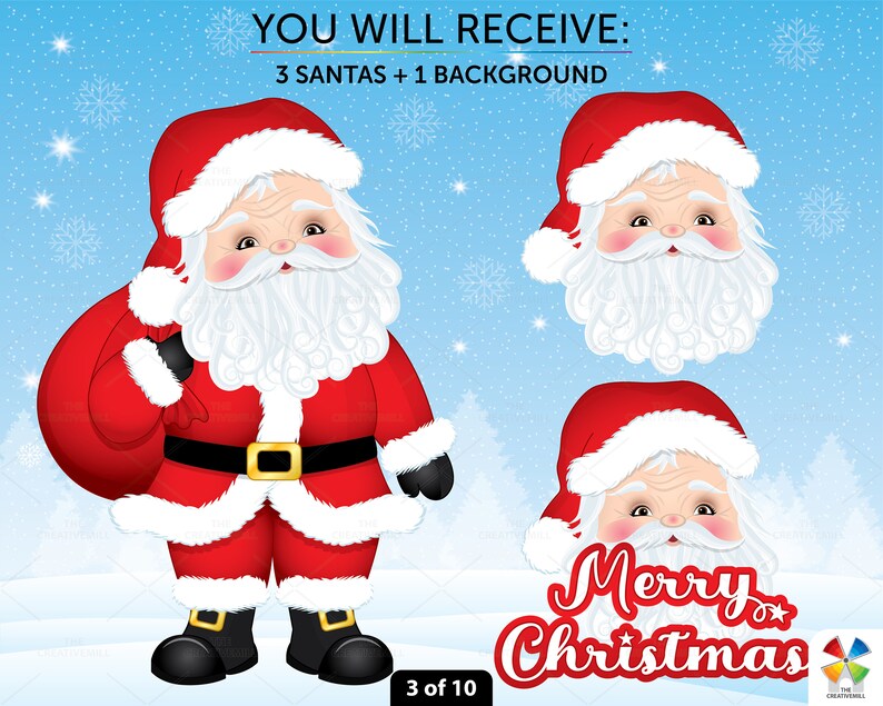 Santa Claus Clipart Vector Santa Merry Christmas Xmas PNG - Etsy