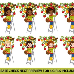 Girls Picking Apples Clipart - Vector Apples Clipart, Girls Clipart ...