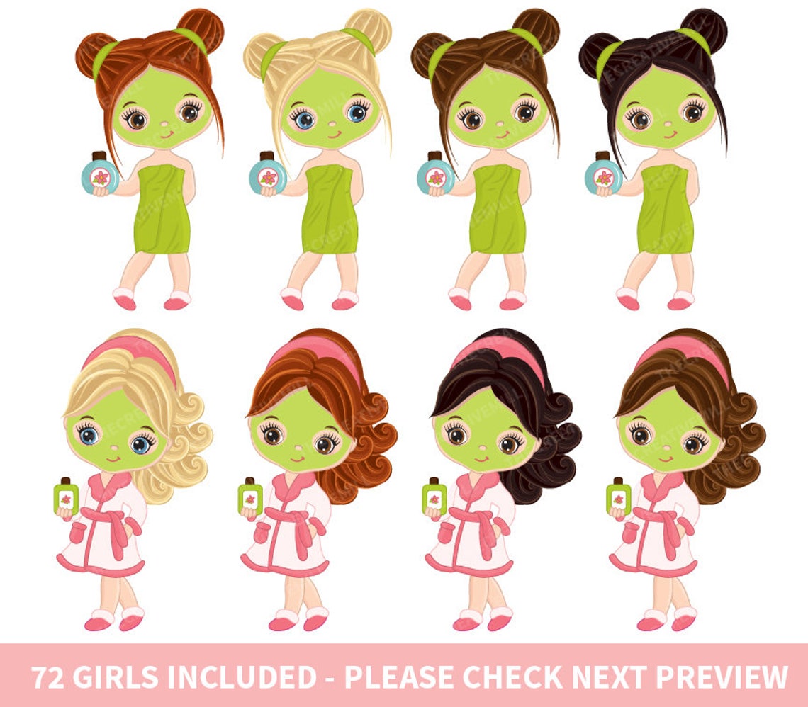 72 Little Spa Girls Clipart Vector Spa Girl Spa Party | Etsy