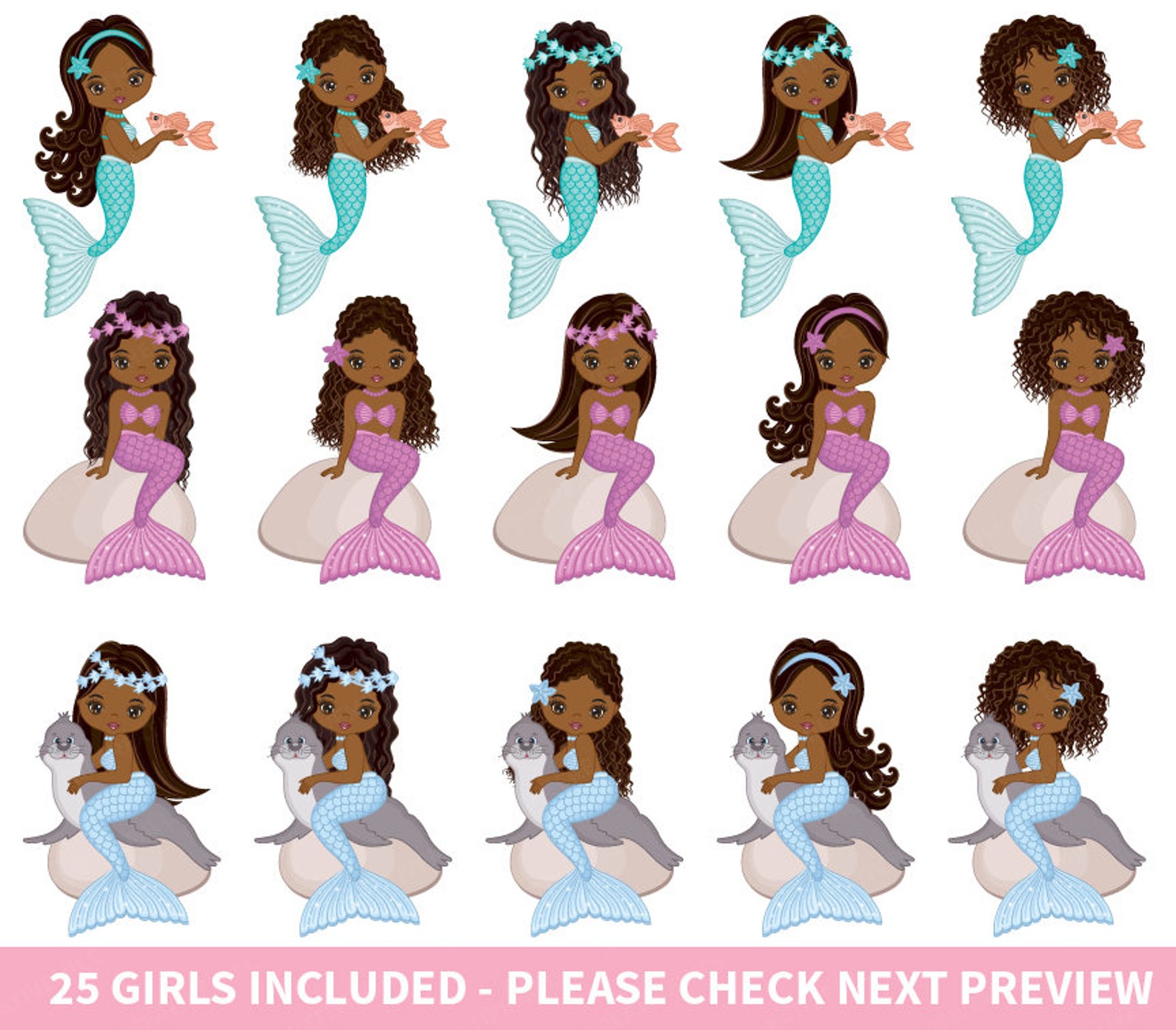 Mermaids Clipart Vector Mermaids Clipart Fish Girls - Etsy Canada