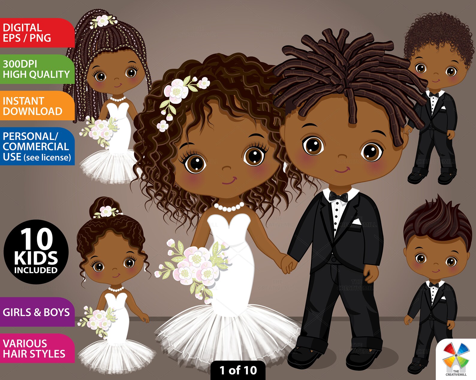Kid Couple Clipart Vector Wedding Boy and Girl Love Bride - Etsy