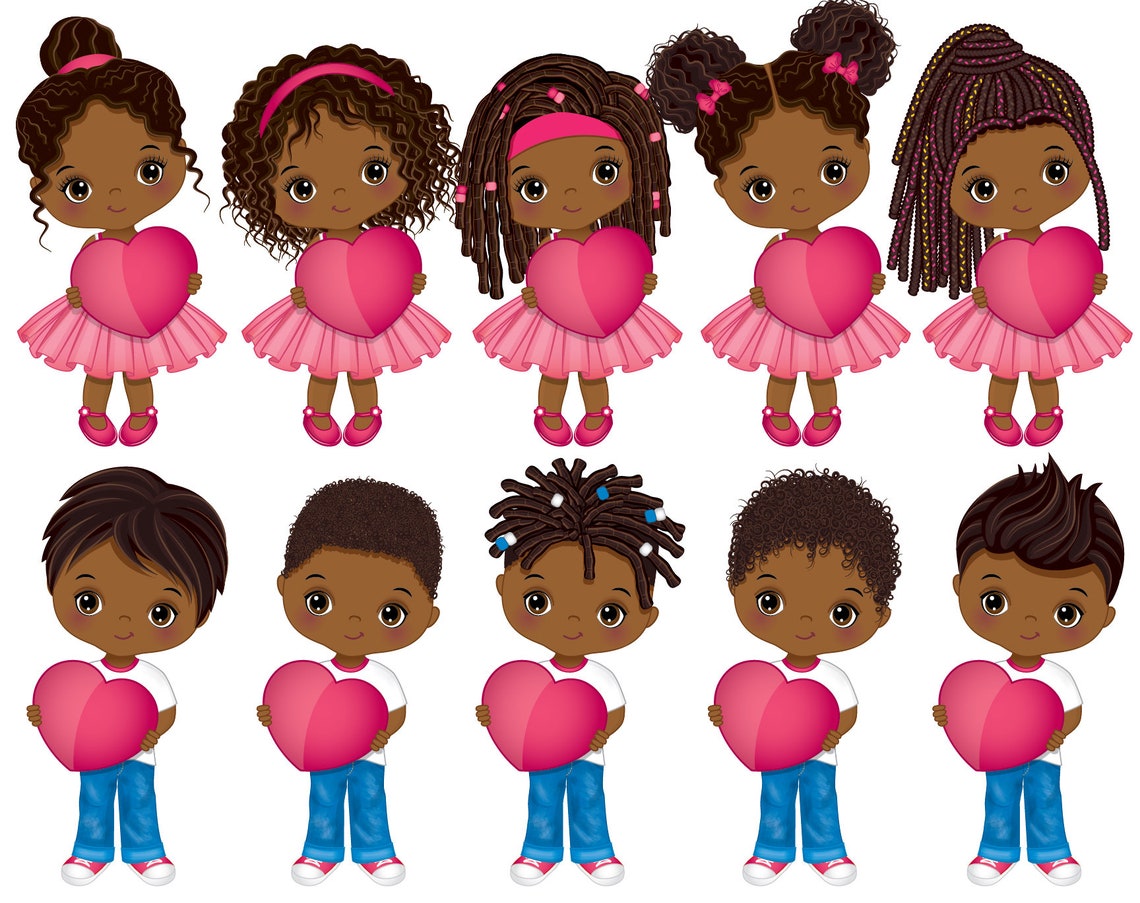 Valentines Day Clipart Vector Valentine Day African | Etsy