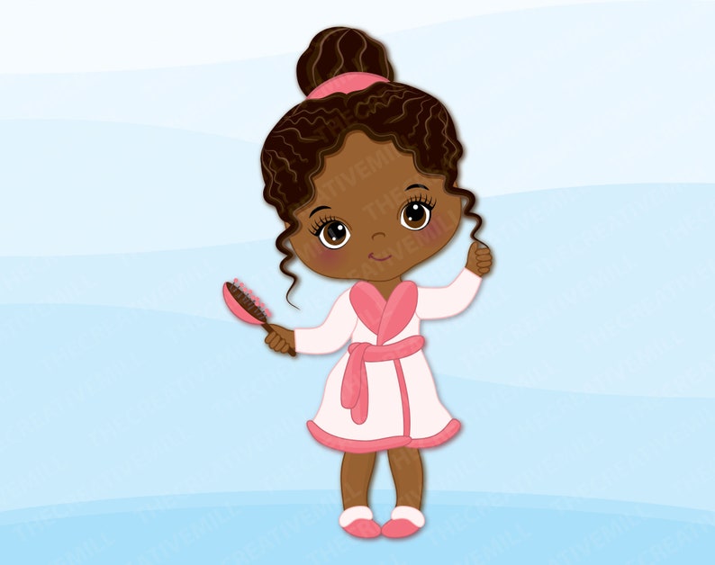 African American Little Spa Girls Clipart Vector Spa Girl | Etsy