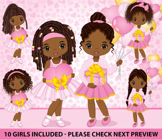 Valentines Day Clipart Vector Valentine Day African American | Etsy